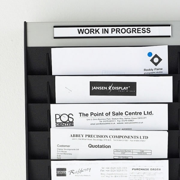 Klarity A4 Document Control Panel | Satin Black Job Card Rack White ...